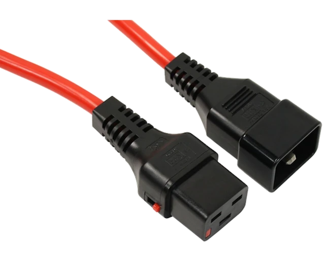 IEC-Lock power cable, IEC60320 C19/C13, 16A, 250VAC | 3m | Red | KPMDU ...